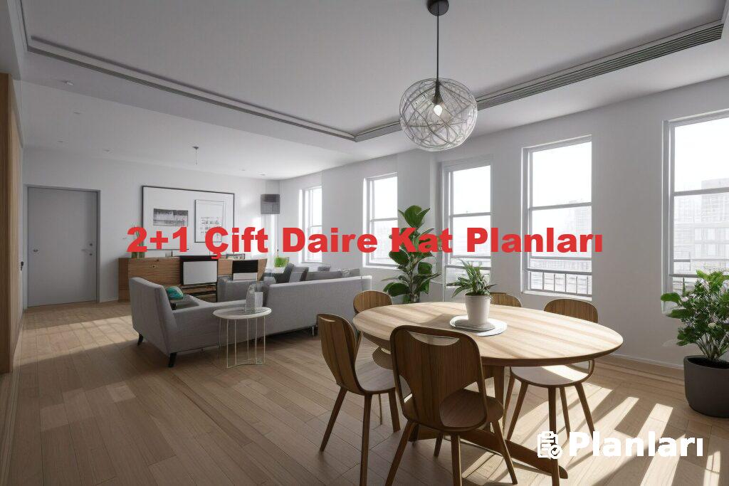 2+1 Çift Daire Kat Planları - Planları